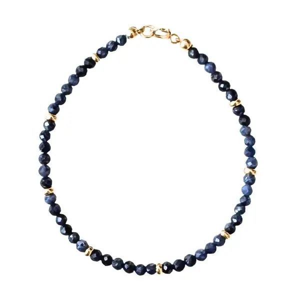 HERSELF COLLECTIONS 14k Gold And Sapphire Beaded Bracelet - Blue/gold