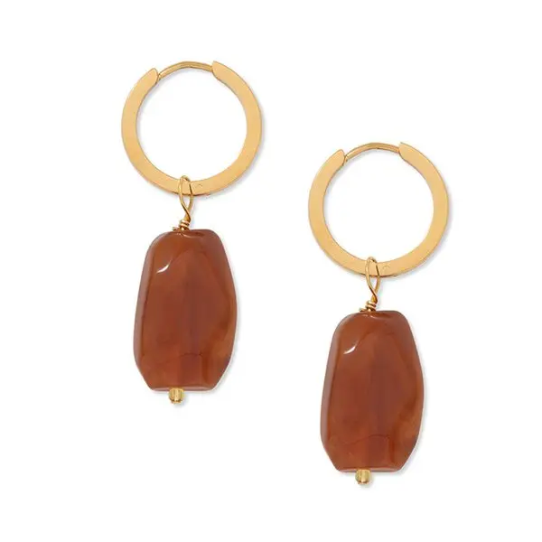 A WEATHERED PENNY Amber Beaded Hoop Earrings - Gold/yellow
