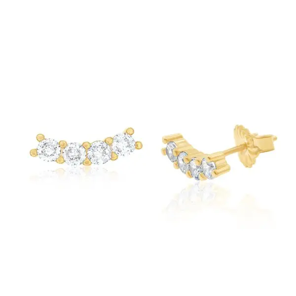 SHYMI Mini Round Curved Bar Stud Earrings - Gold