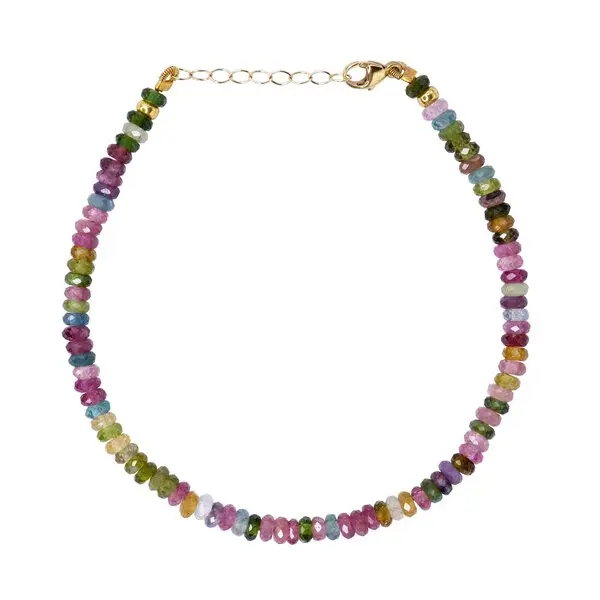 BOMBYX HOUSE Tourmaline And Gold Beaded Bracelet - Gold/green/pink