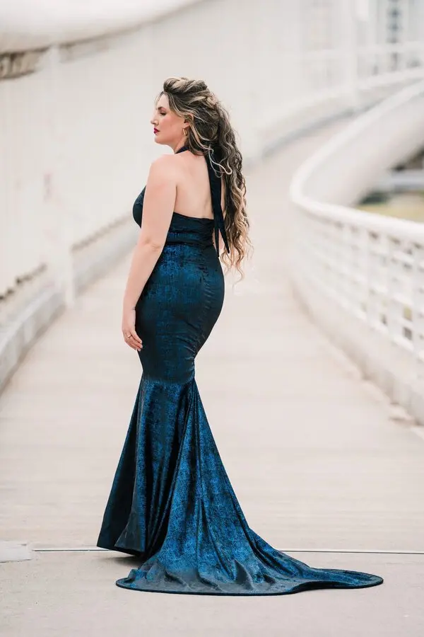 BYVINNIK Velvet Halter Evening Gown
