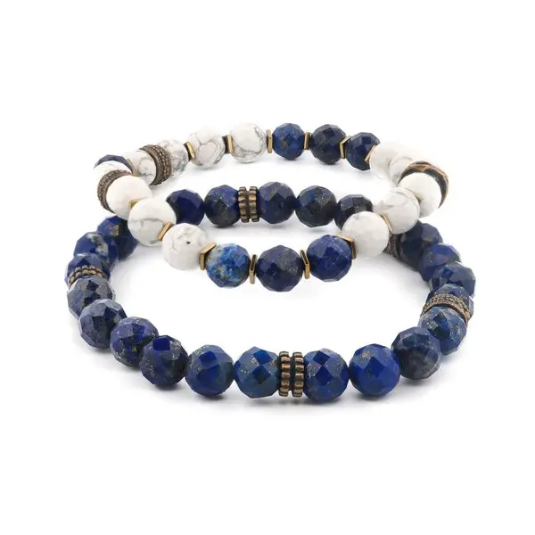 EBRU JEWELRY Inner Power Beaded Bracelet Set - Gold/blue/white