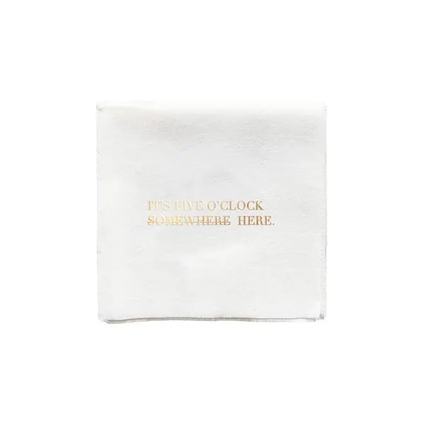 BELL'INVITO Five O'clock Here Beverage Napkins - White