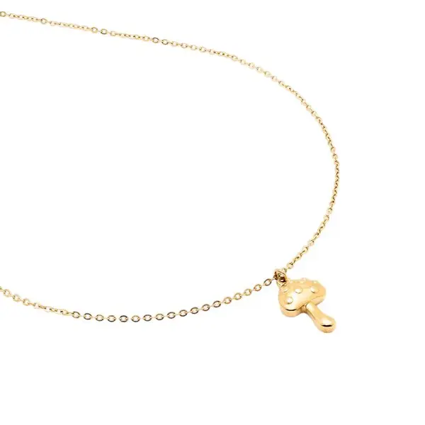 DIVINE ARIA Mushroom Pendant Necklace - Gold
