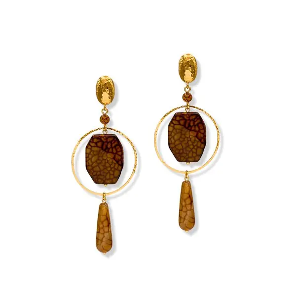 JAREDJAMIN Lindy Creek Agate Dangle Earrings - Brown