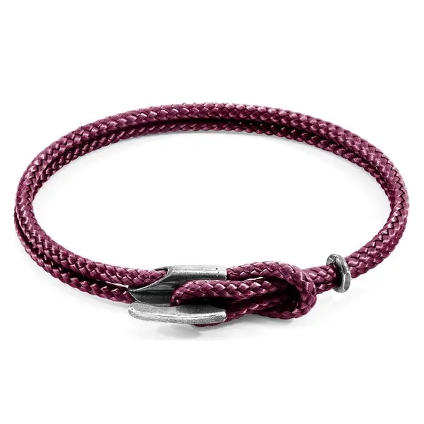 ANCHOR & CREW Padstow Silver & Rope Bracelet - Pink