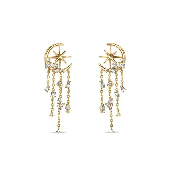 PTERA JEWELRY Starlit Veil Dangle Earrings - Gold