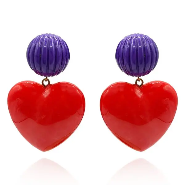 MICHAEL NASH JEWELRY Amour Carved Pierced Resin Drop Earrings - Purple/red