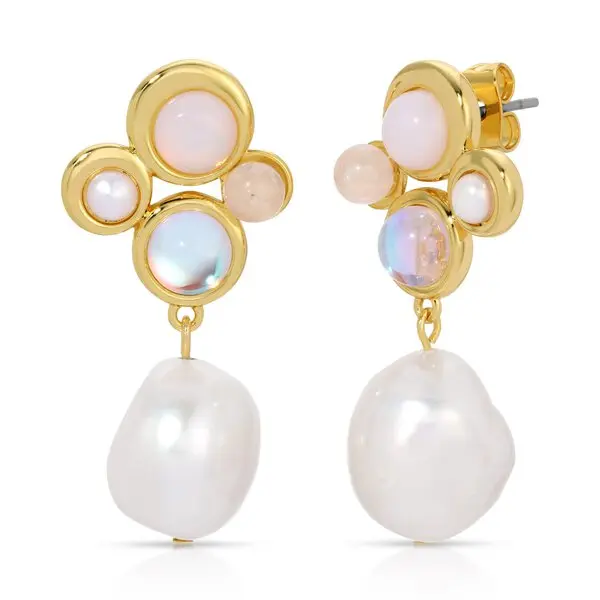 LEEADA JEWELRY Marseille Pearl Drop Earrings - Gold