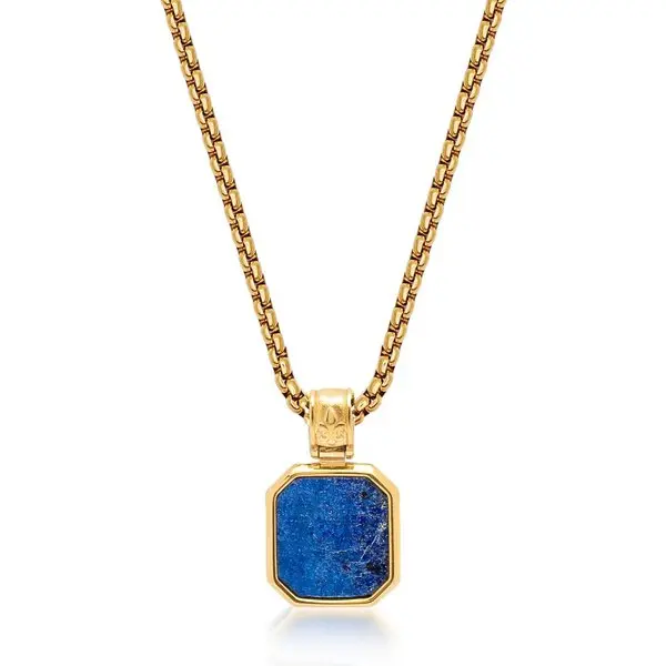 NIALAYA JEWELRY Gold-plated Stainless Steel Lapis Lazuli Pendant Necklace - Gold/blue