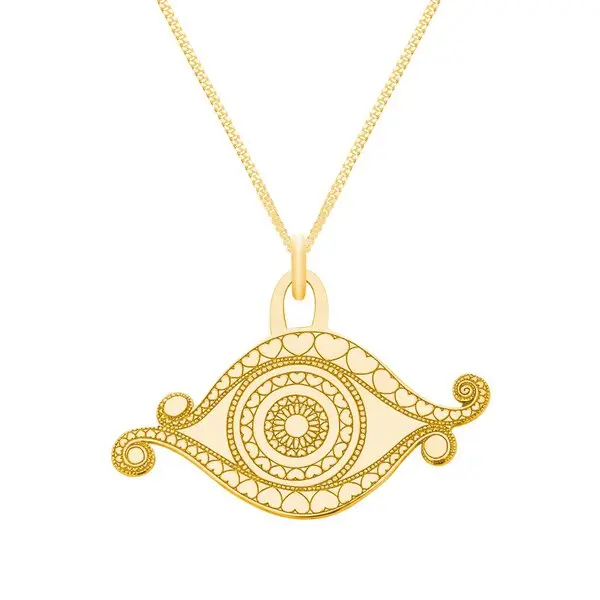 CARTERGORE Small Evil Eye Pendant Necklace - Gold