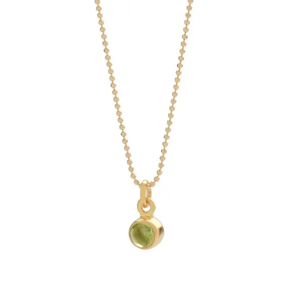 NELLOU JEWELLERY Gem Dot Birthstone Necklace August Peridot - Green