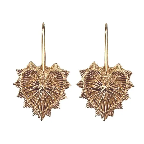IN CAUDA VENENUM Freya Heart Medallion Earrings - Gold