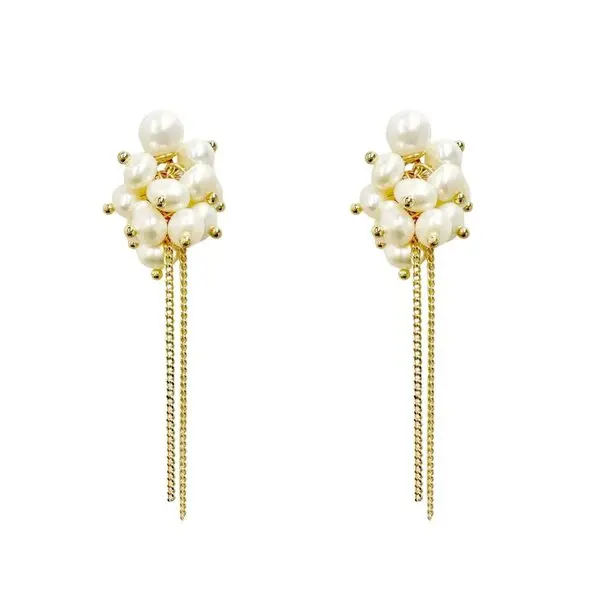 ANGEL BAROCCO Multi Ivory Pearl Dangle Earrings - Gold