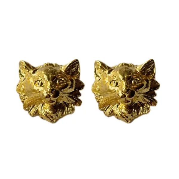 ACHALA HANDCRAFTED Cat Stud Earrings - Gold