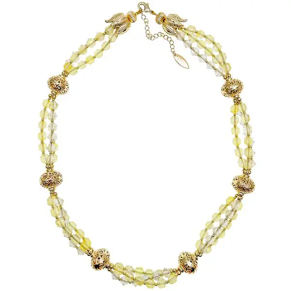 FARRA Citrine Double Layer Short Necklace - Yellow