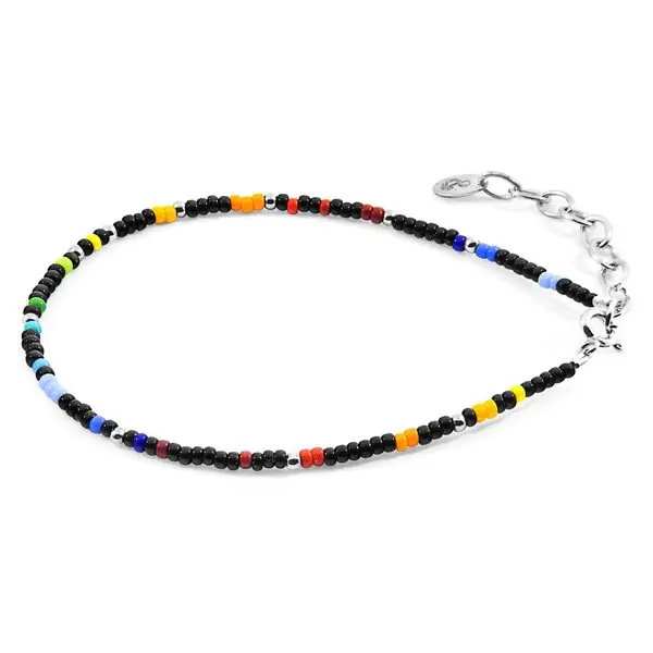 ANCHOR & CREW Ellie Silver & Miyoko Glass Bracelet - Black/gray