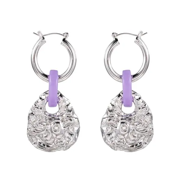 AUROZIA Flying Bird Phoenix Coin Drop Earrings - Silver