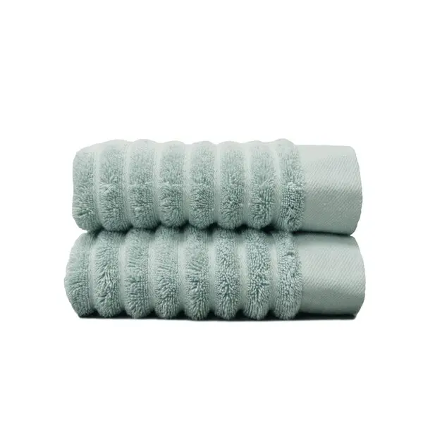 Misona Ribbed Organic Cotton Hand Towel Set Duck Egg - Blue