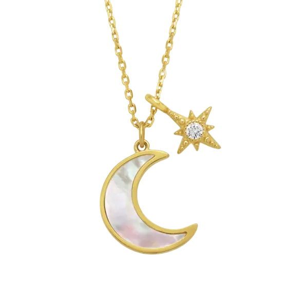 LA KAISER Mother Of Pearl & Diamond Pendant - Gold
