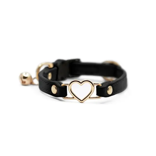LOVEHOUND Cat Collar With Gold Tone Hardware - Black