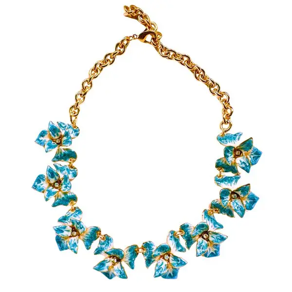 THE PINK REEF Orchid Statement Necklace - Blue