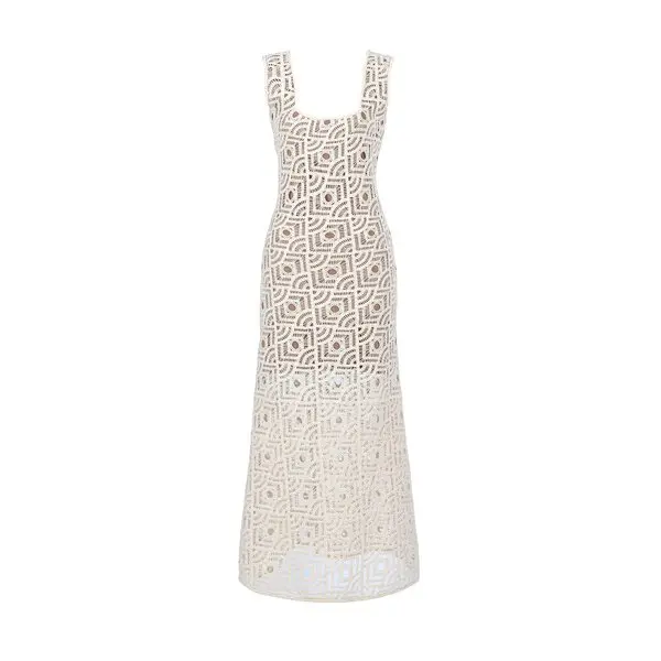 ALINA CERNATESCU Crochet Cotton Midi Dress - Beige