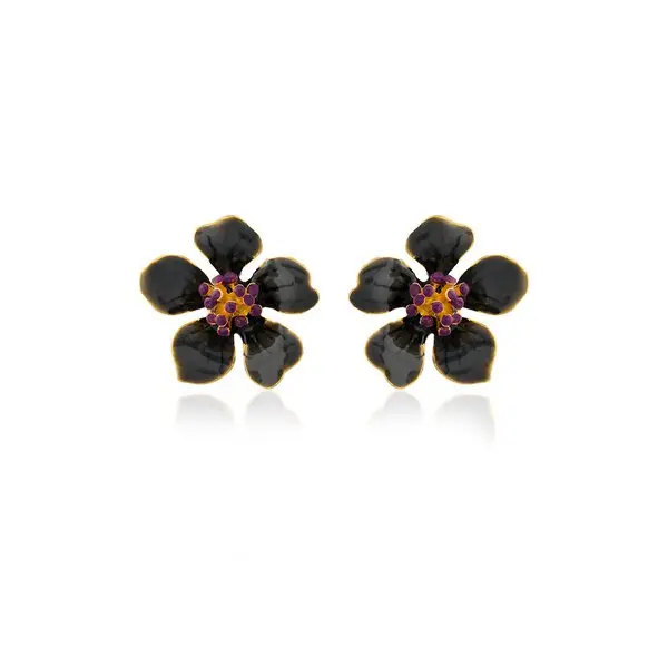 MILOU JEWELRY Cherry Blossom Flower Stud Earrings - Grey