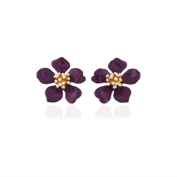 MILOU JEWELRY Cherry Blossom Flower Stud Earrings - Purple
