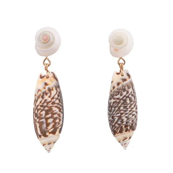 Oana Savu Pearlescent Shell Stud Earrings - Gold/white/brown
