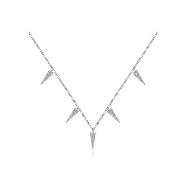 GENEVIEVE COLLECTION 18k Gold Diamond Triangle Choker Necklace - White