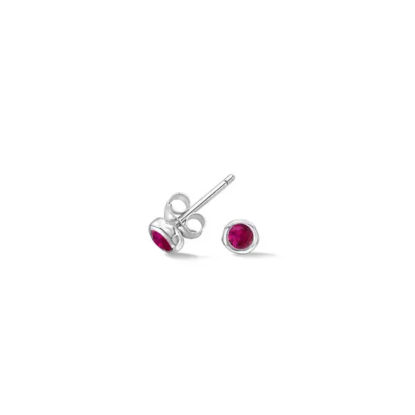 DOWER & HALL Sterling Silver Ruby Stud Earrings - Silver/red