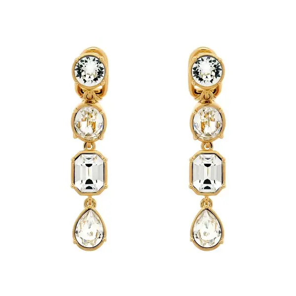 EMMA HOLLAND JEWELLERY Crystal Statement Drop Clip On Earrings - Gold