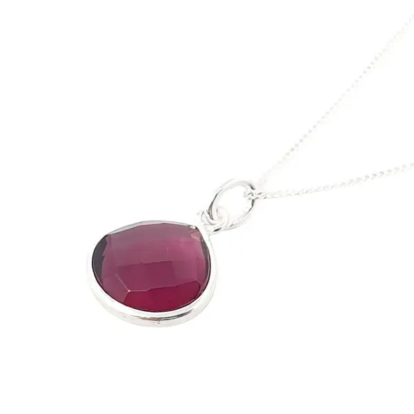 HARFI Sterling Silver Ruby Pendant Necklace - Pink/silver
