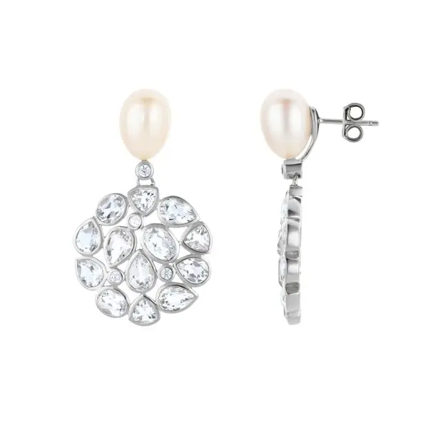 LULU B LONDON Topaz & Pearl Statement Drop Earrings - White