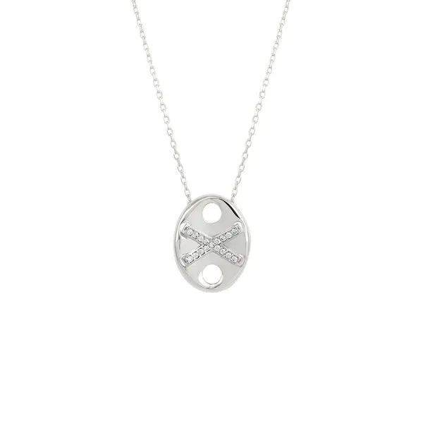 SPERO LONDON X Elliptical Pendant Necklace - Silver
