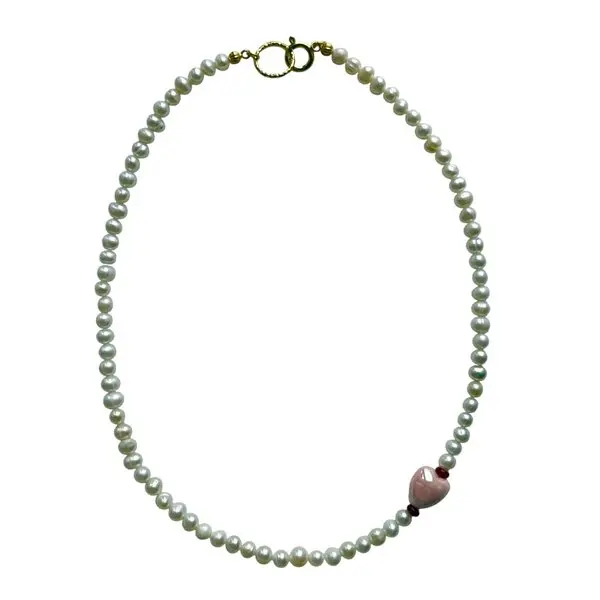 LARSUU Amour Rose No. 1 Pearl Necklace - White/pink