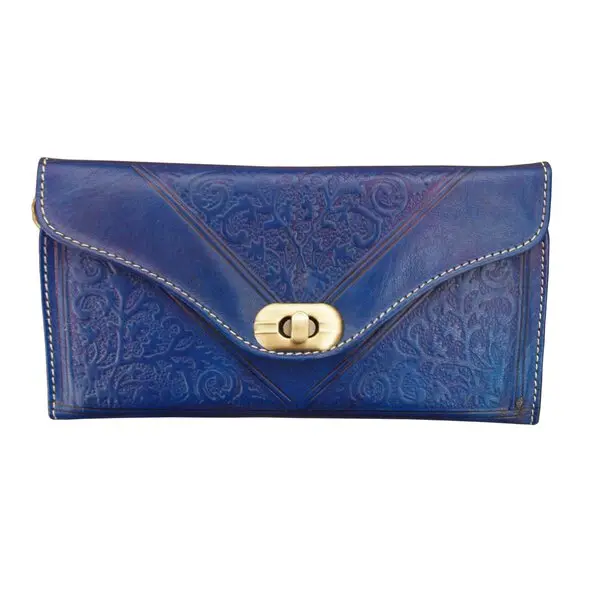 BERBER LEATHER Leather Tri-fold Purse - Blue