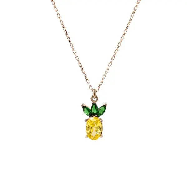 1610ISTANBUL Pineapple Pendant Necklace - Silver