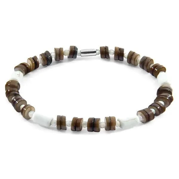 ANCHOR & CREW Maisie Silver & Freshwater Shell Bracelet - Brown