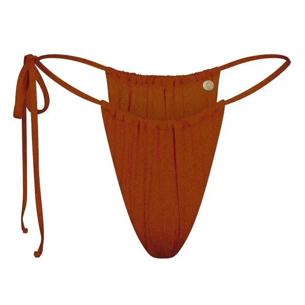 MARQUISE SWIM Shiny Canvas String Bikini Bottom - Orange