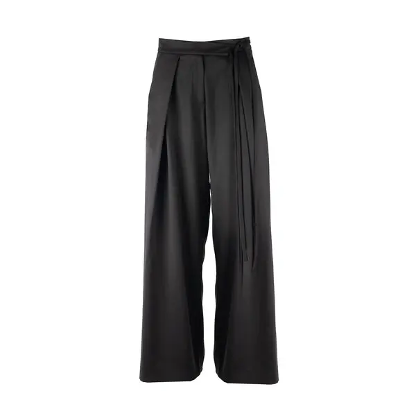 UNA BERZINA Wide-leg Trousers With Asymmetrical Closure
