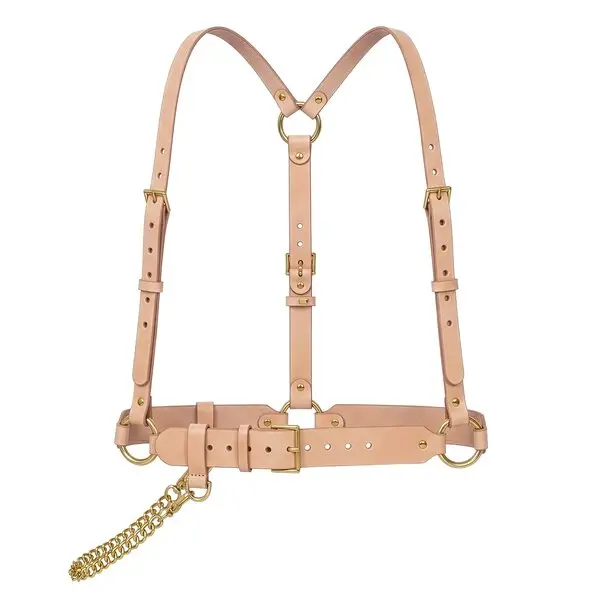 HAUTE CUIR Chained Leather Body Harness - Black/brown
