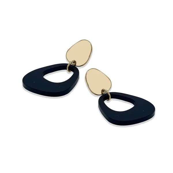 TOOLALLY Drop Pebble Earrings - Black