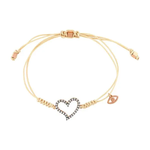 ATELIER PETITES PIERRES Heart And Eye Cord Bracelet - Gold/yellow