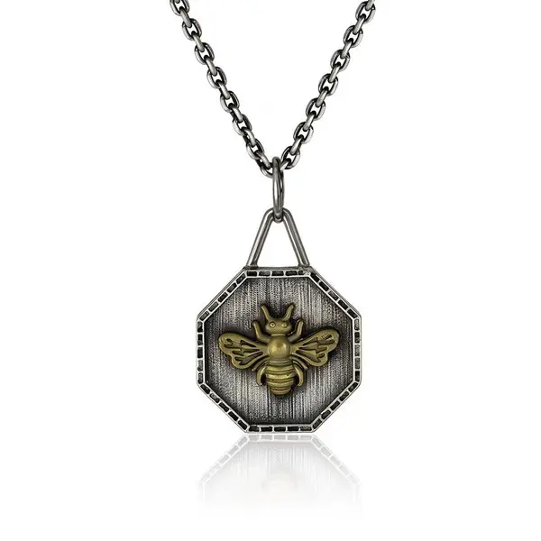 CARTOGRAPHY Sterling Silver And Brass Bee Necklace - Gold/grey/silver