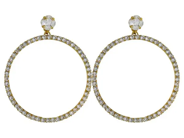 VICKISARGE Large Hoop Earrings In Gold With Crystals - Yellow