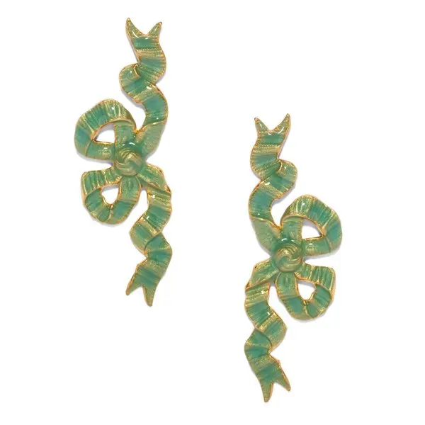 THE PINK REEF Ella Bow Drop Earrings - Blue