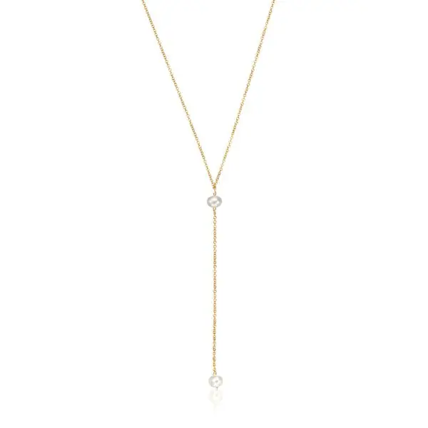 LILY & ROO Pearl Lariat Necklace - Gold
