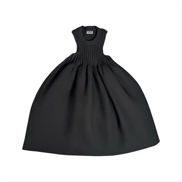 LONDON ATELIER BYPRODUCT Knitted Halter Top With Ruffle - Black